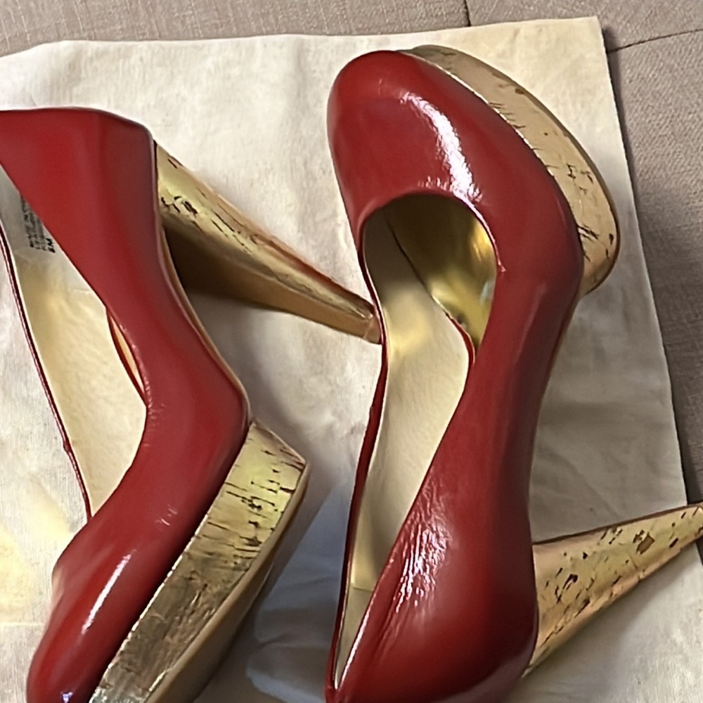 Michael Kors Red Patent Leather Platform Shoes, Size 8 - Gem
